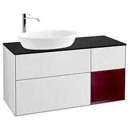 Villeroy & Boch Villeroy und Boch Finion Waschtischunterschrank G932HBMT 120cm, Abdeckplatte black matt, Emotion, Regale Peony matt lacquer, White matt lacquer