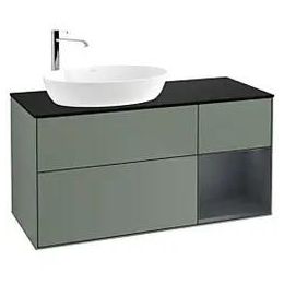 Villeroy & Boch Villeroy und Boch Finion Waschtischunterschrank G932HGGM 120cm, Abdeckplatte black matt, Emotion, Regale Midnight matt lacquer, Olive Matt Lacquer