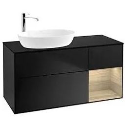 Villeroy & Boch Villeroy und Boch Finion Waschtischunterschrank G932PCPD 120cm, Abdeckplatte black matt, Emotion, Regale Oak Veneer, Black matt lacquer