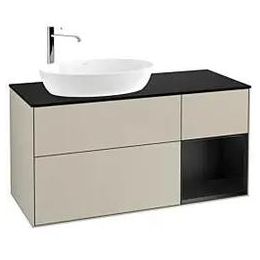 Villeroy & Boch Villeroy und Boch Finion Waschtischunterschrank G932PDHH 120cm, Abdeckplatte black matt, Emotion, Regale Black matt lacquer, Sand Matt Lacquer