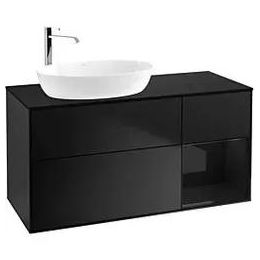 Villeroy & Boch Villeroy und Boch Finion Waschtischunterschrank G932PHPD 120cm, Abdeckplatte black matt, Emotion, Regale Glossy black lacquer, Black matt lacquer