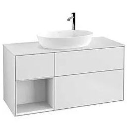 Villeroy & Boch Villeroy und Boch Finion Waschtischunterschrank G941GFMT 120cm, Abdeckplatte white matt, Emotion, Regale Glossy white lacquer, White matt lacquer