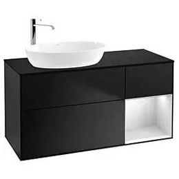 Villeroy & Boch Villeroy und Boch Finion Waschtischunterschrank G932MTPD 120cm, Abdeckplatte black matt, Emotion, Regale White matt lacquer, Black matt lacquer