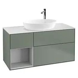 Villeroy & Boch Villeroy und Boch Finion Waschtischunterschrank G941GJGM 120cm, Abdeckplatte white matt, Emotion, Regale Light grey matt lacquer, Olive Matt Lacquer