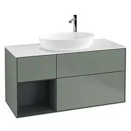 Villeroy & Boch Villeroy und Boch Finion Waschtischunterschrank G941HGGM 120cm, Abdeckplatte white matt, Emotion, Regale Midnight matt lacquer, Olive Matt Lacquer