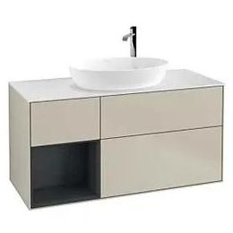 Villeroy & Boch Villeroy und Boch Finion Waschtischunterschrank G941HGHH 120cm, Abdeckplatte white matt, Emotion, Regale Midnight matt lacquer, Sand Matt Lacquer