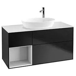 Villeroy & Boch Villeroy und Boch Finion Waschtischunterschrank G941MTPD 120cm, Abdeckplatte white matt, Emotion, Regale White matt lacquer, Black matt lacquer