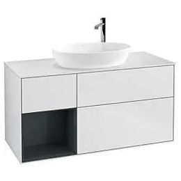 Villeroy & Boch Villeroy und Boch Finion Waschtischunterschrank G941HGMT 120cm, Abdeckplatte white matt, Emotion, Regale Midnight matt lacquer, White matt lacquer