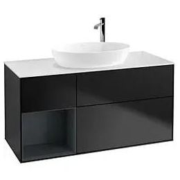 Villeroy & Boch Villeroy und Boch Finion Waschtischunterschrank G941HGPD 120cm, Abdeckplatte white matt, Emotion, Regale Midnight matt lacquer, Black matt lacquer