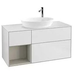 Villeroy & Boch Villeroy und Boch Finion Waschtischunterschrank G941HHMT 120cm, Abdeckplatte white matt, Emotion, Regale sand matt lacquer, White matt lacquer