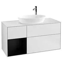 Villeroy & Boch Villeroy und Boch Finion Waschtischunterschrank G941PDMT 120cm, Abdeckplatte white matt, Emotion, Regale Black matt lacquer, White matt lacquer