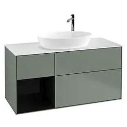 Villeroy & Boch Villeroy und Boch Finion Waschtischunterschrank G941PHGM 120cm, Abdeckplatte white matt, Emotion, Regale Glossy black lacquer, Olive Matt Lacquer