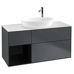 Villeroy & Boch Villeroy und Boch Finion Waschtischunterschrank G941PHHG 120cm, Abdeckplatte white matt, Emotion, Regale Glossy black lacquer, Midnight Blue Matt Lacquer