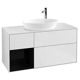 Villeroy & Boch Villeroy und Boch Finion Waschtischunterschrank G941PHMT 120cm, Abdeckplatte white matt, Emotion, Regale Glossy black lacquer, White matt lacquer