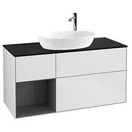 Villeroy & Boch Villeroy und Boch Finion Waschtischunterschrank G942GKMT 120cm, Abdeckplatte black matt, Emotion, Regale Anthracite matt lacquer, White matt lacquer