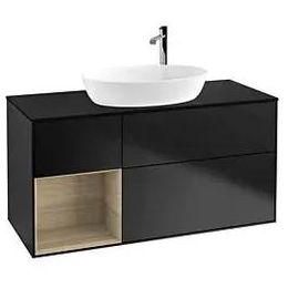 Villeroy & Boch Villeroy und Boch Finion Waschtischunterschrank G942PCPD 120cm, Abdeckplatte black matt, Emotion, Regale Oak Veneer, Black matt lacquer