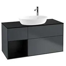 Villeroy & Boch Villeroy und Boch Finion Waschtischunterschrank G942PDHG 120cm, Abdeckplatte black matt, Emotion, Regale Black matt lacquer, Midnight Blue Matt Lacquer