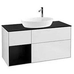 Villeroy & Boch Villeroy und Boch Finion Waschtischunterschrank G942PDMT 120cm, Abdeckplatte black matt, Emotion, Regale Black matt lacquer, White matt lacquer