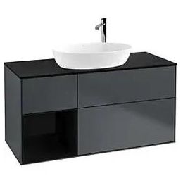 Villeroy & Boch Villeroy und Boch Finion Waschtischunterschrank G942PHHG 120cm, Abdeckplatte black matt, Emotion, Regale Glossy black lacquer, Midnight Blue Matt Lacquer