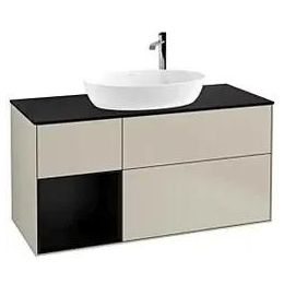 Villeroy & Boch Villeroy und Boch Finion Waschtischunterschrank G942PDHH 120cm, Abdeckplatte black matt, Emotion, Regale Black matt lacquer, Sand Matt Lacquer