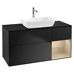 Villeroy & Boch Villeroy und Boch Finion Waschtischunterschrank F832PCPD 120cm, Abdeckplatte black matt, Regale Oak Veneer, Black matt lacquer