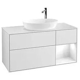 Villeroy & Boch Villeroy und Boch Finion Waschtischunterschrank G951GFMT 120cm, Abdeckplatte white matt, Emotion, Regale Glossy white lacquer, White matt lacquer