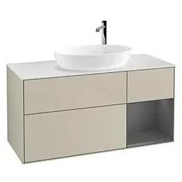 Villeroy & Boch Villeroy und Boch Finion Waschtischunterschrank G951GKHH 120cm, Abdeckplatte white matt, Emotion, Regale Anthracite matt lacquer, Sand Matt Lacquer