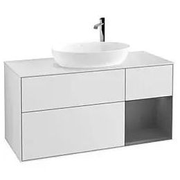 Villeroy & Boch Villeroy und Boch Finion Waschtischunterschrank G951GKMT 120cm, Abdeckplatte white matt, Emotion, Regale Anthracite matt lacquer, White matt lacquer