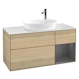 Villeroy & Boch Villeroy und Boch Finion Waschtischunterschrank G951GKPC 120cm, Abdeckplatte white matt, Emotion, Regale Anthracite matt lacquer, Oak Veneer