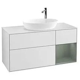 Villeroy & Boch Villeroy und Boch Finion Waschtischunterschrank G951GMMT 120cm, Abdeckplatte white matt, Emotion, Regale Olive matt lacquer, White matt lacquer