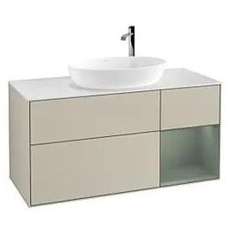 Villeroy & Boch Villeroy und Boch Finion Waschtischunterschrank G951GMHH 120cm, Abdeckplatte white matt, Emotion, Regale Olive matt lacquer, Sand Matt Lacquer