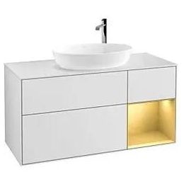 Villeroy & Boch Villeroy und Boch Finion Waschtischunterschrank G951HFMT 120cm, Abdeckplatte white matt, Emotion, Regale Gold matt lacquer, White matt lacquer