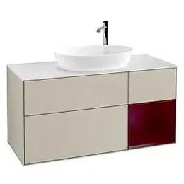 Villeroy & Boch Villeroy und Boch Finion Waschtischunterschrank G951HBHH 120cm, Abdeckplatte white matt, Emotion, Regale Peony matt lacquer, Sand Matt Lacquer