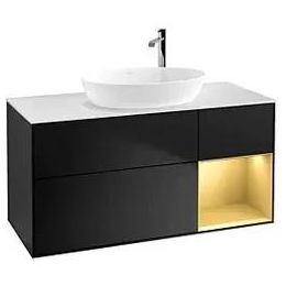 Villeroy & Boch Villeroy und Boch Finion Waschtischunterschrank G951HFPD 120cm, Abdeckplatte white matt, Emotion, Regale Gold matt lacquer, Black matt lacquer