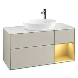 Villeroy & Boch Villeroy und Boch Finion Waschtischunterschrank G951HFHH 120cm, Abdeckplatte white matt, Emotion, Regale Gold matt lacquer, Sand Matt Lacquer