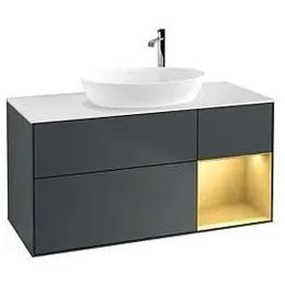 Villeroy & Boch Villeroy und Boch Finion Waschtischunterschrank G951HFHG 120cm, Abdeckplatte white matt, Emotion, Regale Gold matt lacquer, Midnight Blue Matt Lacquer