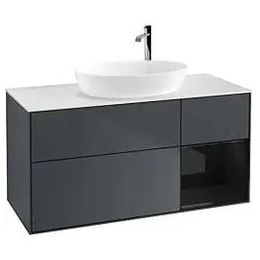 Villeroy & Boch Villeroy und Boch Finion Waschtischunterschrank G951PHHG 120cm, Abdeckplatte white matt, Emotion, Regale Glossy black lacquer, Midnight Blue Matt Lacquer