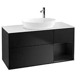 Villeroy & Boch Villeroy und Boch Finion Waschtischunterschrank G951PDPD 120cm, Abdeckplatte white matt, Emotion, Regale Black matt lacquer, Black matt lacquer