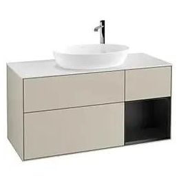 Villeroy & Boch Villeroy und Boch Finion Waschtischunterschrank G951PDHH 120cm, Abdeckplatte white matt, Emotion, Regale Black matt lacquer, Sand Matt Lacquer