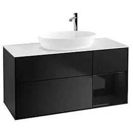 Villeroy & Boch Villeroy und Boch Finion Waschtischunterschrank G951PHPD 120cm, Abdeckplatte white matt, Emotion, Regale Glossy black lacquer, Black matt lacquer