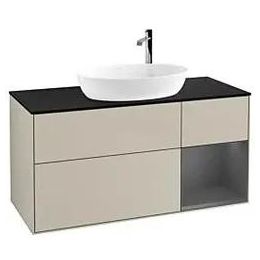 Villeroy & Boch Villeroy und Boch Finion Waschtischunterschrank G952GKHH 120cm, Abdeckplatte black matt, Emotion, Regale Anthracite matt lacquer, Sand Matt Lacquer