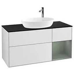 Villeroy & Boch Villeroy und Boch Finion Waschtischunterschrank G952GMMT 120cm, Abdeckplatte black matt, Emotion, Regale Olive matt lacquer, White matt lacquer