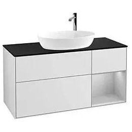 Villeroy & Boch Villeroy und Boch Finion Waschtischunterschrank G952GJMT 120cm, Abdeckplatte black matt, Emotion, Regale Light grey matt lacquer, White matt lacquer