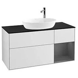 Villeroy & Boch Villeroy und Boch Finion Waschtischunterschrank G952GKMT 120cm, Abdeckplatte black matt, Emotion, Regale Anthracite matt lacquer, White matt lacquer