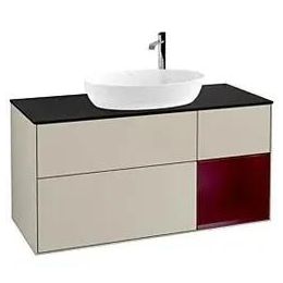 Villeroy & Boch Villeroy und Boch Finion Waschtischunterschrank G952HBHH 120cm, Abdeckplatte black matt, Emotion, Regale Peony matt lacquer, Sand Matt Lacquer