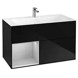 Villeroy & Boch Villeroy und Boch Finion Waschtischunterschrank G030GJPH 99,6x59,1cm, Wandbeleuchtung, Regal links Light grey matt, Glossy Black Lacquer