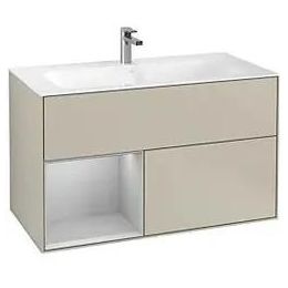 Villeroy & Boch Villeroy und Boch Finion Waschtischunterschrank G030GJHH 99,6x59,1cm, Wandbeleuchtung, Regal links Light grey matt, Sand Matt Lacquer