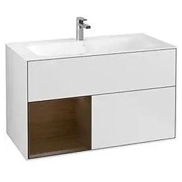 Villeroy & Boch Villeroy und Boch Finion Waschtischunterschrank G030GNMT 99,6x59,1cm, Wandbeleuchtung, Regal links Walnut veneer, White matt lacquer