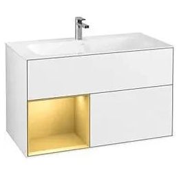 Villeroy & Boch Villeroy und Boch Finion Waschtischunterschrank G030HFGF 99,6x59,1cm, Wandbeleuchtung, Regal links Gold matt, Glossy white lacquer