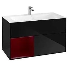 Villeroy & Boch Villeroy und Boch Finion Waschtischunterschrank G030HBPH 99,6x59,1cm, Wandbeleuchtung, Regal links Peony, Glossy Black Lacquer